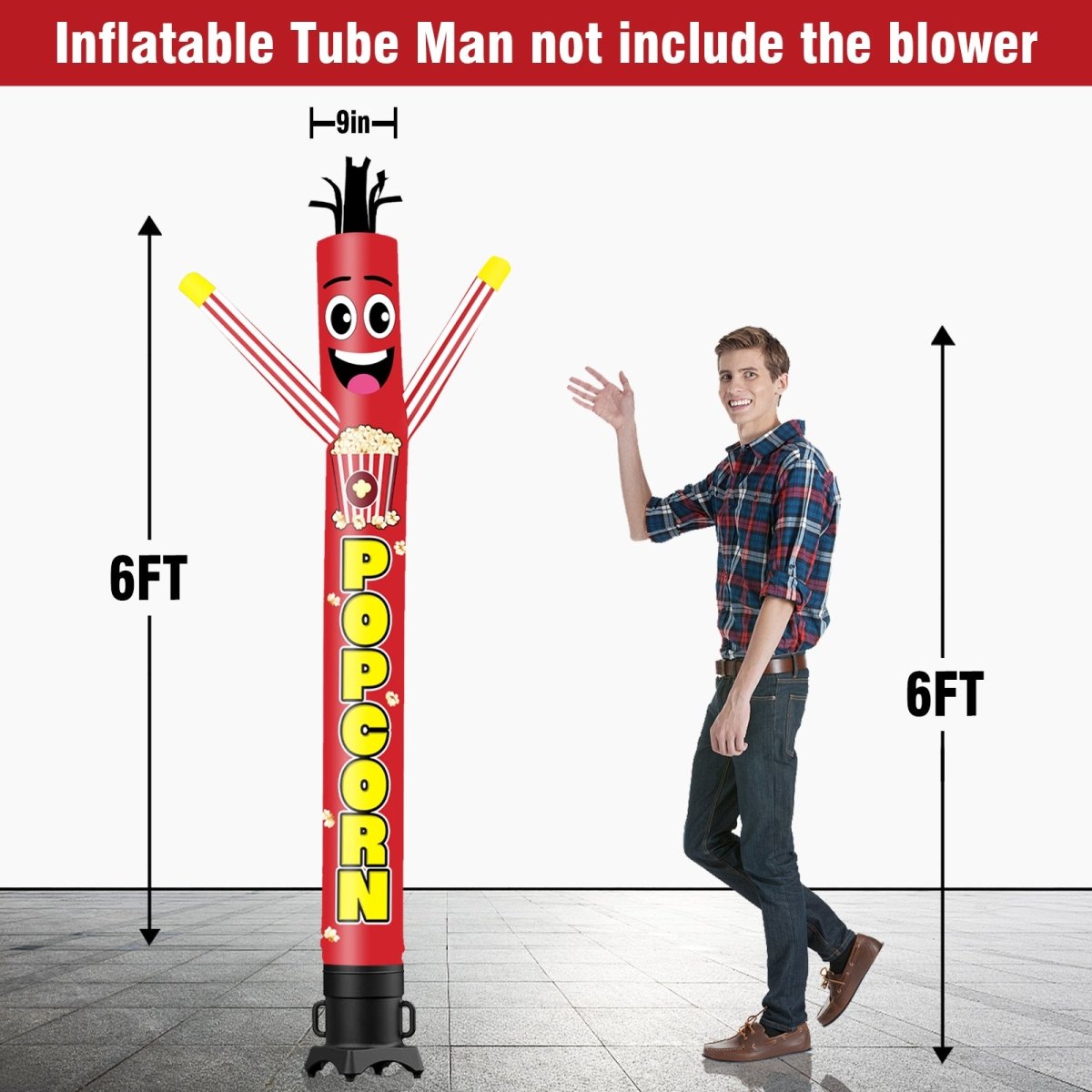 6 10 15 20FT Tall Popcorn Waving Inflatable Tube Man-goodeny| goodeny