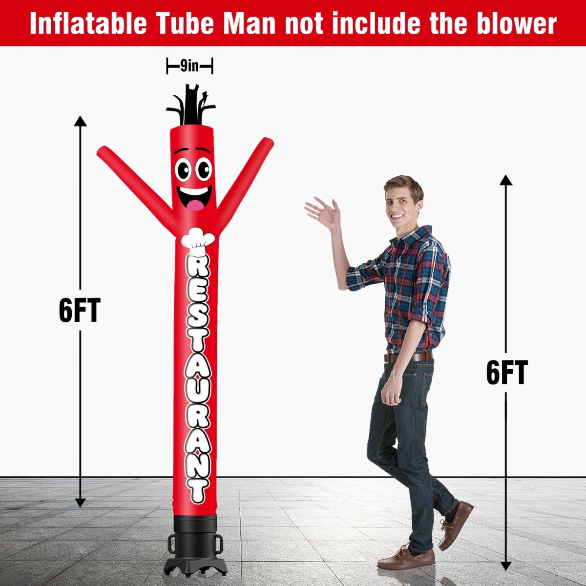 6 10 15 20FT Tall Restaurant Inflatable Tube Man- goodeny| goodeny