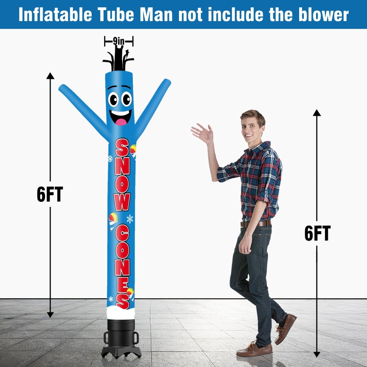 6 10 15 20FT Tall Snow Cones Inflatable Tube Man-goodeny| goodeny