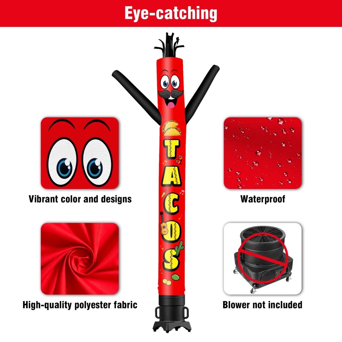 6 10 15 20FT Tall Tacos Waving Inflatable Tube Man-goodeny| goodeny