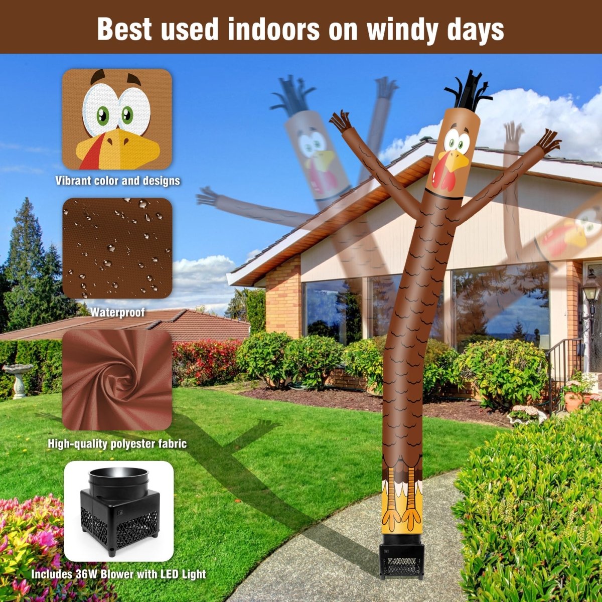 6FT Turkey Inflatable Tube Man with Blower (5.5'' Diameter) and Built ...